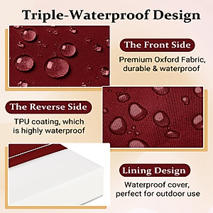 cozyide Outdoor Deep Seat Patio Cushions Set, Waterproof Outdoor Chair Cushions Set, Memory Foam Patio Furniture Cushions 24" x 24", Includes Seat Cushion & Back Pillow, Burgundy