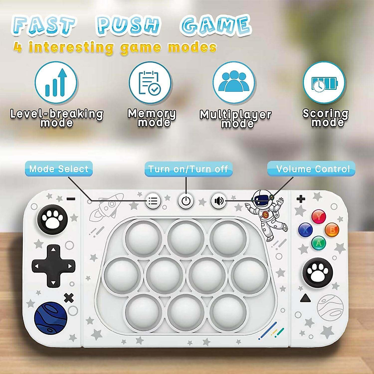 Fast Push Handheld Game, Pop Light Up Game Toys Upgraded Version 2, Lightly Push to Turn Off The Lit Bubbles.Fidget Sensory Toys for 6 7 8 9 Year Old Kids Boys & Girls & Teens Birthday Gifts