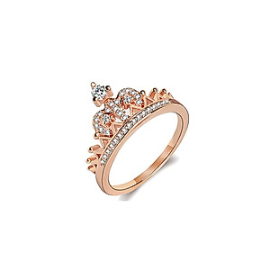 Fuqimanman2020 Princess Queen Promise Ring Crown Rings Gift for Womens and Girls