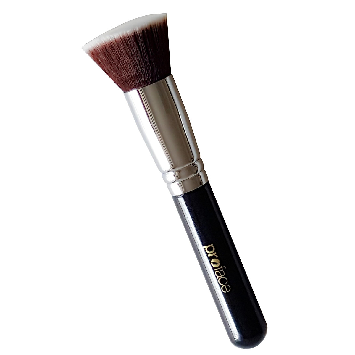Mypreface Synthetic Blush and Bronzer Brush - Angled Kabuki Makeup Brush: Premium Foundation Brush Perfect for Face Contouring and Highlighting with Creams and Powders (Black)