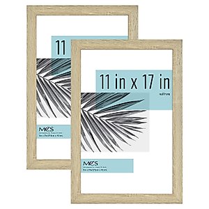 MCS Studio Gallery 11x17 Picture Frame Natural Woodgrain, Rectangle Photo Frame for Photos, Posters & Art Prints (2-Pack)