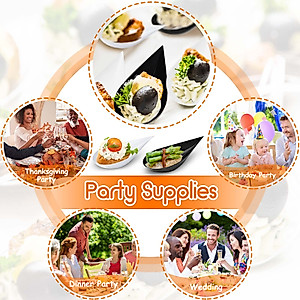 400 Pcs 4'' Tear Drop Mini Appetizer Plates Appetizer Spoons Plastic Tasting Spoons Reusable Disposable Serving Spoons Dessert Spoons Plastic Spoons Soup Spoons for Serving Dessert Dishes White, Black