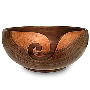 Yarn Bowl Walnut 7"X3" - Wooden, Handmade from Special European Walnut Wood - Storage Organizer, Holder for Knitting and Crochet by Yarn Story