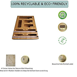 Foil and Plastic Wrap Organizer - 12" Rolls & Storage Bag Organizer, Ziplock Bag Organizer, - (Gallon, Quart, Snack, Sandwich) Bags; 2-In-1 Bamboo Kitchen Drawer/Wall Organizer