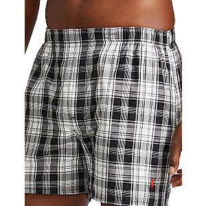POLO Ralph Lauren Men's Classic Fit Cotton Woven Boxers 3-Pack, Bengal Stripe/Red, Stockton Plaid/Red, Black/Red-3 Pack, Medium