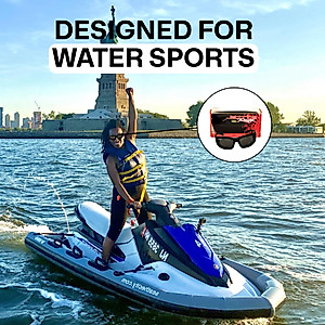 Stealth Hybrid Goggles Matte Black Frame/Smoke Sunglasses Floating Water Jet Ski Goggles Sport Designed for Kite Boarding, Surfer, Kayak, Jetskiing, other water sports.