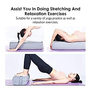 REEHUT Yoga Bolster Pillow, Comfortable Meditation Pillow of Mixed Density, Covered with Machine Washable Suede Pillowcase with Handle (Grey)