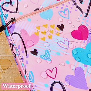 FIODAY Zipper Binder, 2 inch 3 Ring Binder with Zipper Cute Binder with Handle and Shoulder Strap Multiple Pocket 500 Sheet Capacity Binder Organizer for School