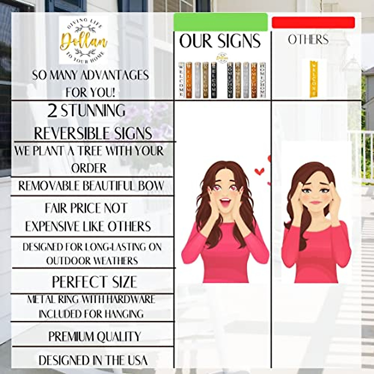 Outdoor 2in1 Welcome sign for Front Door, Vertical Welcome sign for Front Porch Standing,Welcome Home Sign,Porch Signs, Interchangeable 4ft Tall,Home Sweet Home Sign, Long, Wood,Farmhouse Porch Decor