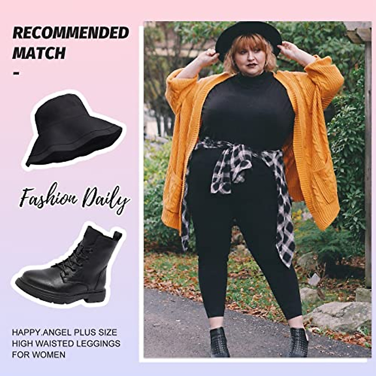 Happy.angel Plus Size Leggings with Pockets for Women, High Waisted Black Yoga Workout Leggings 3X 4X