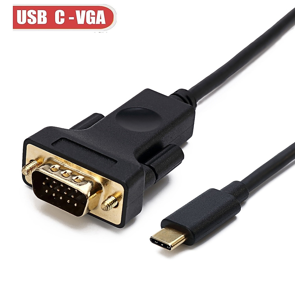 USB-C To VGA,CableDeconn Thunderbolt 3 Type C to VGA Male Converter Adapter Cable 1.8M