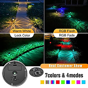 Aulanto Solar Pathway Lights Outdoot 6Pack, 7colors 40LUM Solar Pathway Lights Bright,Metal Garden Lights Solar Powered Waterproof for Pathway Yard Lawn Walkway
