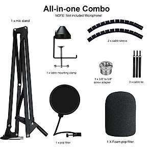 Rode Podmic Stand with Microphone Windscreen and Dual Layered Mic Pop Filter for Rode PodMic Podcasting Microphone by YOUSHARES