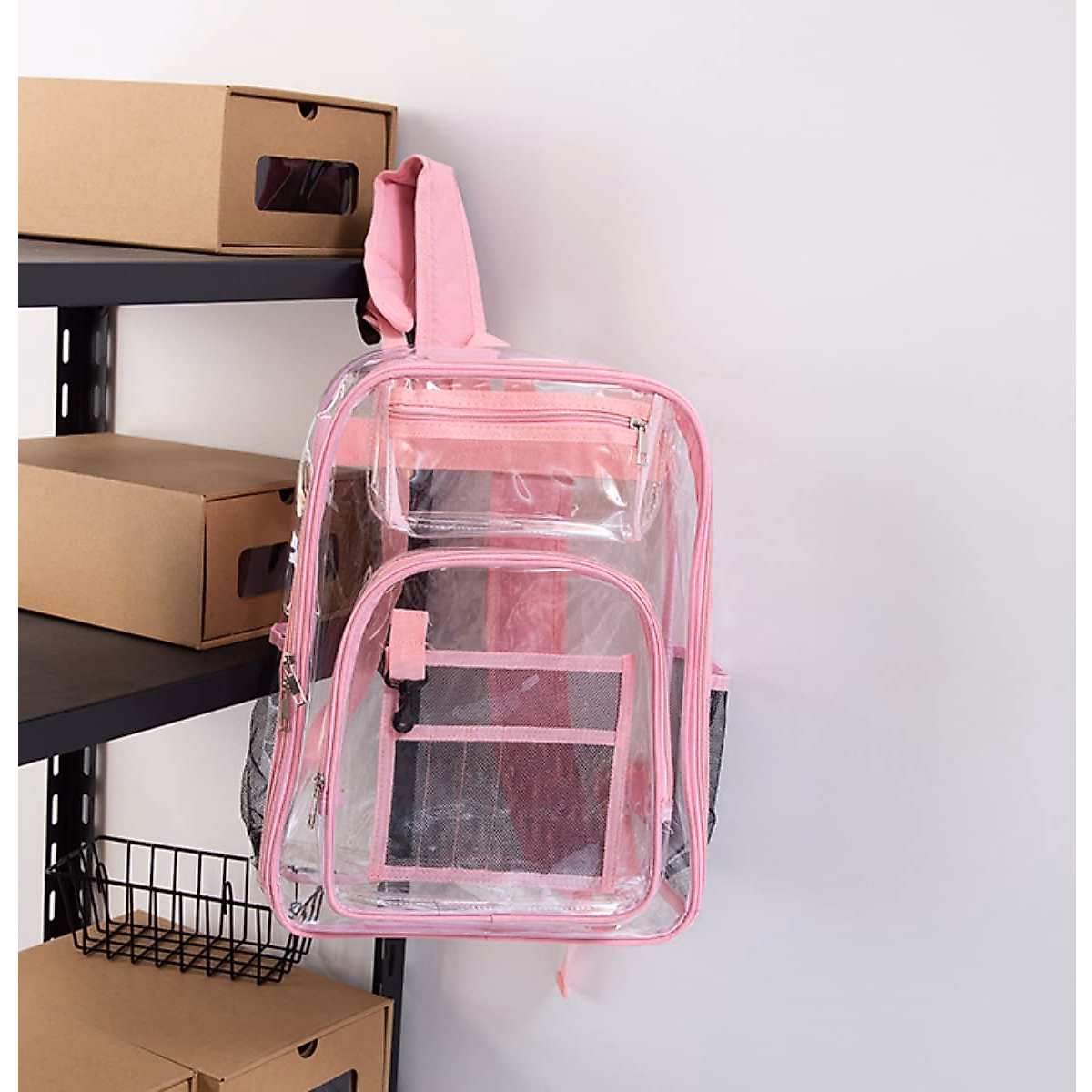 HUIHSVHA Clear Backpack, Heavy Duty PVC See Through Transparent Bag Boys Girls Bookbags for Travel School College Work