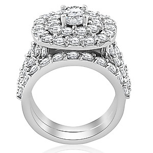 4 1/3 ct Diamond Cushion Double Halo Engagement Ring Wedding Set 10k White Gold - Size 5