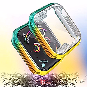 LaViePool iWatch Case for Apple Watch Series 3/2/1 Screen Protector,Protecter Cover Case, [Black+Rainbow,2- Pack](38mm)