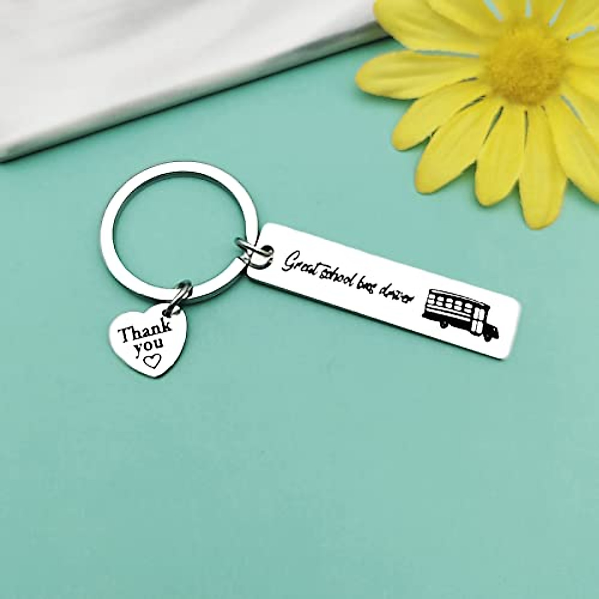 Appreciation Gift Keychain School Bus Driver Keyring for Best Friend Brother Thank You Gift for Husband Retirement Gift End of The School Year Gift Birthday Gift Back to School Gift Christmas Jewelry