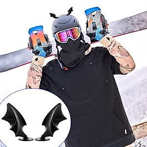 Lewtemi 4 Pairs Helmet Devil Horns Motorcycle Helmet Accessories Cat Ears Stick on Bike Helmet Devil Wings Horns with Adhesive Suction Cup Ski Helmet Accessories for Women Men, Black