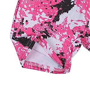 TFJH E One-Piece Sparkle Dancing Gymnastics Biketard Leotard with short for Little Girls 9-10Y HotPink 150