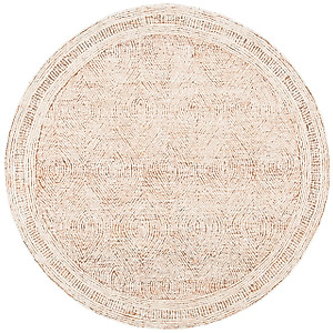 SAFAVIEH Abstract Collection 4' Round Ivory/Rust ABT340P Handmade Premium Wool Entryway Foyer Living Room Bedroom Kitchen Area Rug