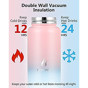 Insulated Water Bottle with Straw Lid, 32oz Vacuum Stainless Steel Insulated Sports Water Bottle, Double Wall BPA Free Sweat-Proof Thermos to Beverages Perfectly Keep Cold or Hot