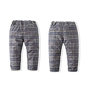 Boys 3Pcs Clothing Sets Long Sleeve Bowtie Shirts +Vest +Pants Casual Suit (Pink, 5_Years)