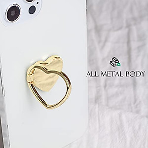 [2 Packs] Love Heart Shaped Glossy Finish Cell Phone Ring Holder Stand, 360 Degree Rotation Finger Ring Kickstand with Polished Metal Phone Grip for Magnetic Car Mount, Smartphone Accessories