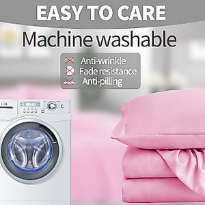 Ersmak Full Size Sheets Set (4 Piece), Super Soft Brushed Microfiber Bed Sheets with 16 Inch Deep Pocket, Egyptian Quality Luxury Bedding Set - Pink