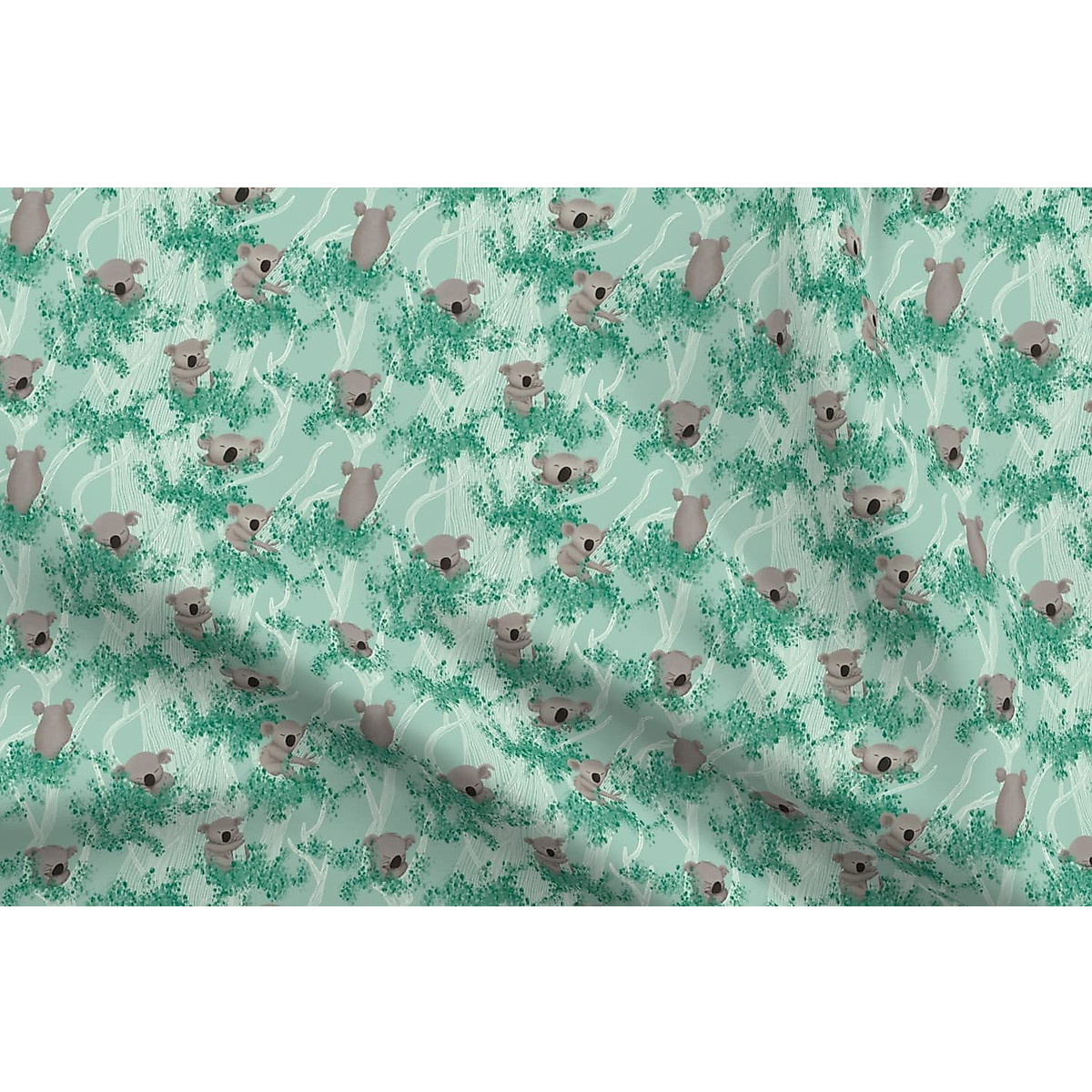 Spoonflower Fabric - Koala Bears Eucalyptus Trees Mint Bear Animal Printed on Petal Signature Cotton Fabric Fat Quarter - Sewing Quilting Apparel Crafts Decor