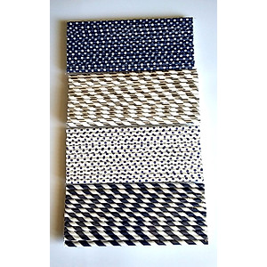 100 premium Navy with silver, party DIY, Mason Jars, Weeding, paper drink straws can be use for cake pop stick by ETL Products