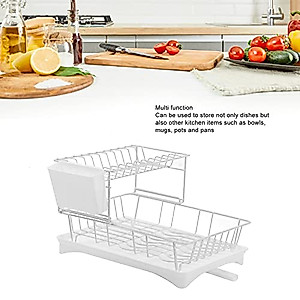 2 Tier Dish Drying Rack Dish Rack for Kitchen Counter Multifunctional Dish Drainer with Utensil Holder for Dishes, Knives, Spoons, and Forks Organizer Shelf