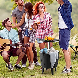 YITAHOME Cooler Table Outdoor,3-in-1 Height Adjustable Cooler Side Table,9.8 Gallon Patio Cooler with Drainage Plug for Deck Pool Party