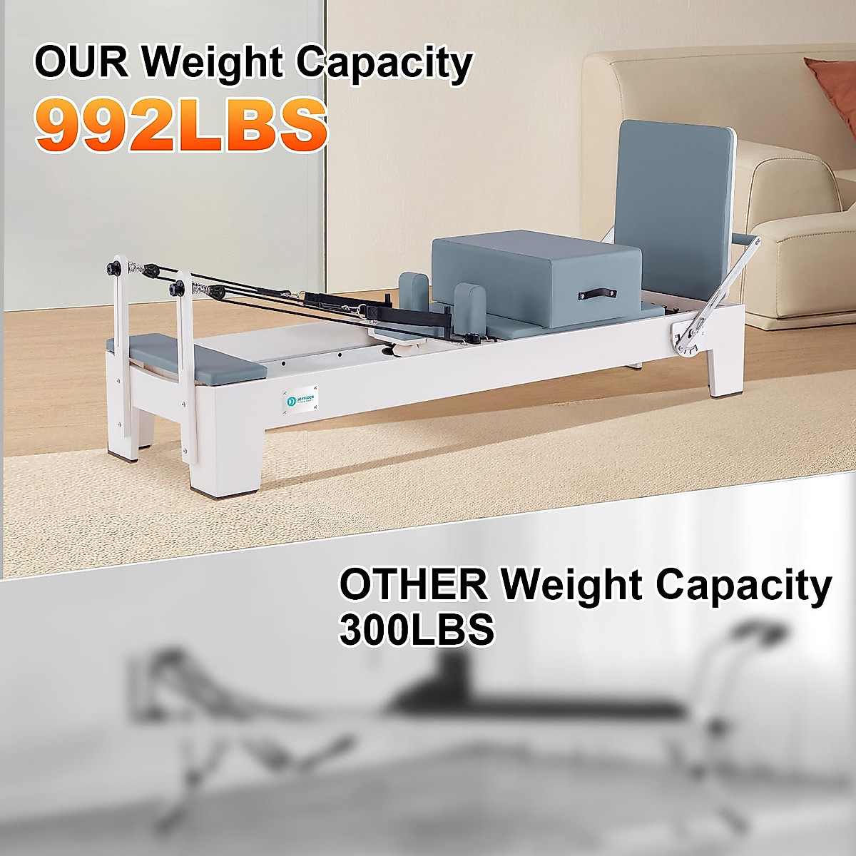 JOYRIDER Pilates Reformer Machine, Pilates Reformer Workout Machine for Home Gym Bed Yoga, Studio Grade Pilates Machine Equipment Full Body Workout -Up to 992 lbs Weight Capacity(Gray)