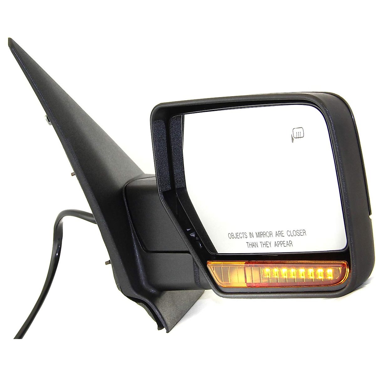 Kool Vue Mirror Set of 2 Compatible with 2007-2011 Ford Expedition Driver & Passenger Side In-housing Signal Light, Manual Folding, Heated, With memory, Textured Black, With Puddle Light, Power Glass