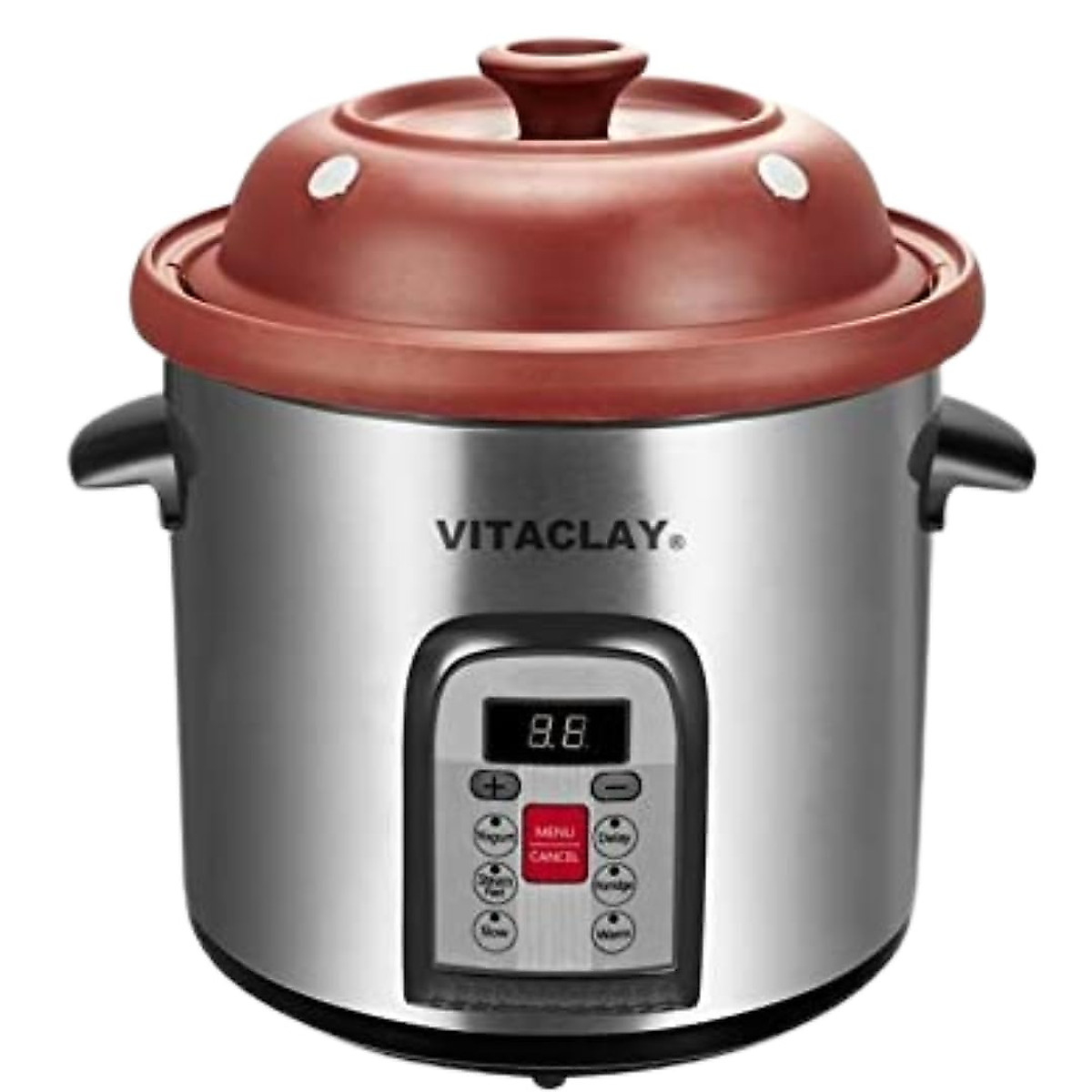 Vitaclay Smart Organic Clay Multi Crocks Stock Pot - Toxin Free Clay Electric Pot for Cooking Bone Broth, Large Slow Cooker, Yogurt Maker, Stew Pot with Natural Earthen Clay Crock, 6 quart / 5.7 liter