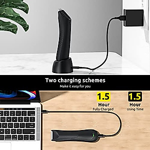 Mancozy Electric Body Hair Trimmer for Men,Groin Hair Trimmer Hair Clippers Lightweight Male Lawn Mower-Waterproof,Rechargeable, Standing Recharge Dock