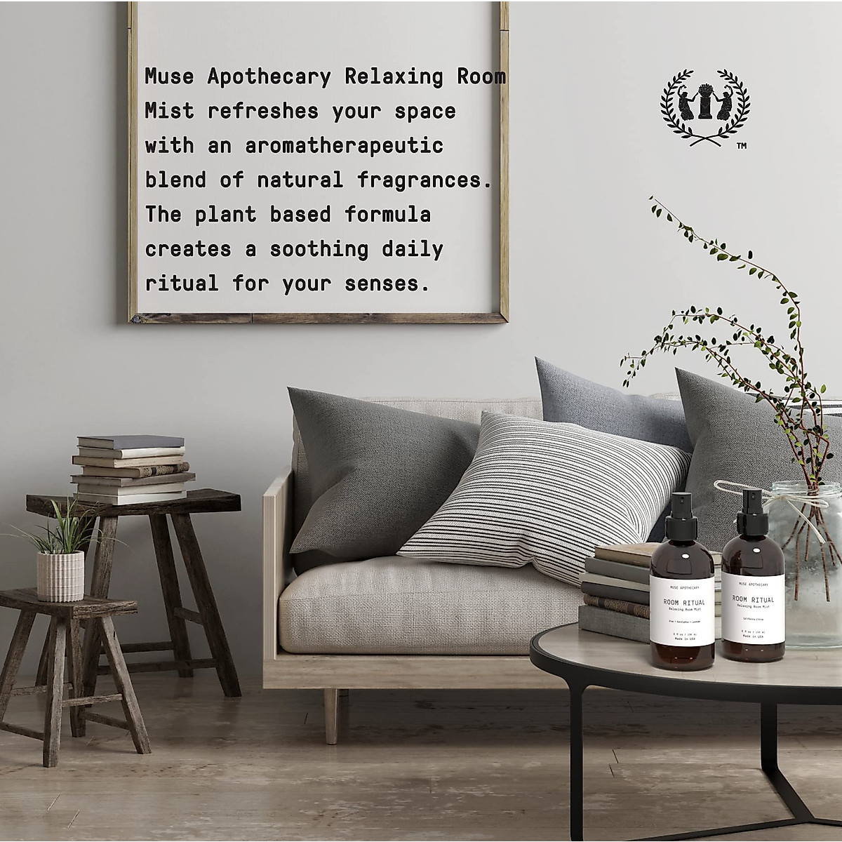 Muse Apothecary Room Ritual - Aromatic and Relaxing Room Mist, 8 oz, Infused with Natural Essential Oils - Aloe + Eucalyptus + Lavender, 2 Pack