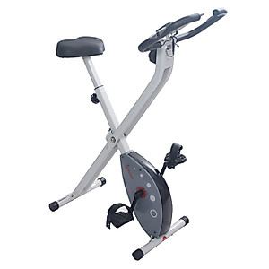 Sunny Health & Fitness Comfort XL Ultra Cushioned Seat Folding Exercise Bike with Device Holder, Gray - SF-B2989
