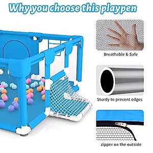 Bouncats Baby playpen, Kids Baby Ball Pit, Playpen for Babies,Indoor & Outdoor Playpen for Babies and Toddlers, Infant Safety Gates with Breath