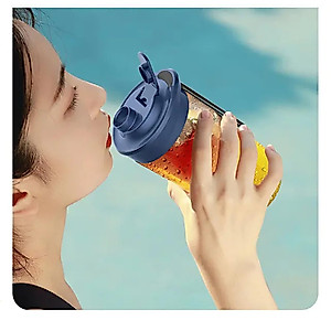Generic Portable Blenders, 𝖯𝖾𝗋𝗌𝗈𝗇𝖺𝗅 𝖡𝗅𝖾𝗇𝖽𝖾𝗋 Smooths Blenders for Shakes Fruit Juicer USB Rechargeable with 2 Cups Small Blenders, New Handheld Blenders for Sports Travel and Outdoors (Blue), LQ-003