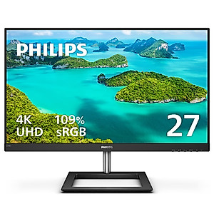 PHILIPS 278E1A 27" Frameless Monitor, 4K UHD IPS, 109% sRGB, Speakers, VESA, 4Yr Advance Replacement Warranty