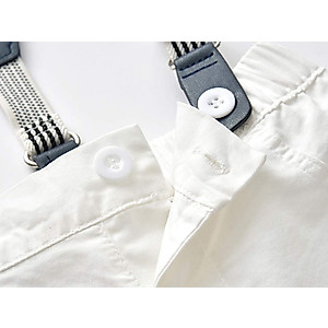 Baby Boys Gentleman Outfits Suits, Infant Short Sleeves Shirt+Bib Pants+Bow Tie Overalls Clothes Set,3-6M Multi