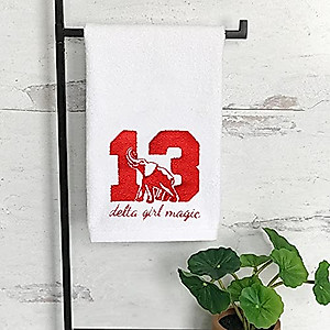 G2TUP Red and White Diva Embroidered Bathroom White Hand Towel Elephant 1913 Bath Towel Girl Magic Greek Sorority Gift (Girl Magic)