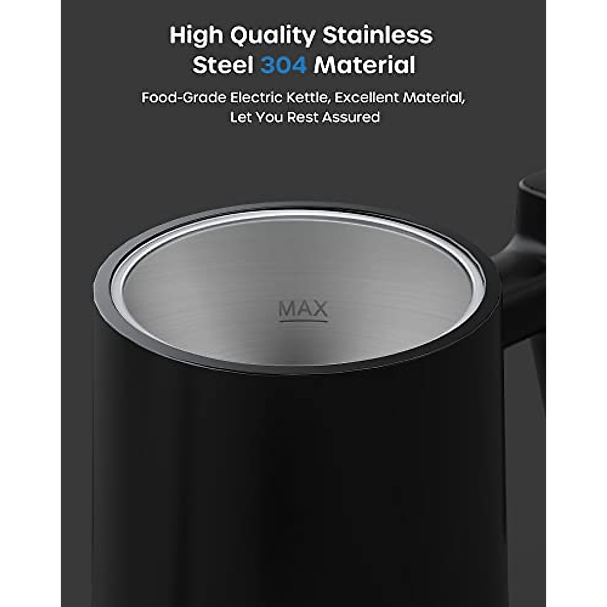 ECOWELL Electric Gooseneck Kettle, Ultra Fast Boiling Kettle 100% Stainless Steel for Pour-over Coffee & Tea, Leak-Proof Design, Auto Shutoff Anti-dry Protection, 1200W-0.8L, Matte Black, WMTS01