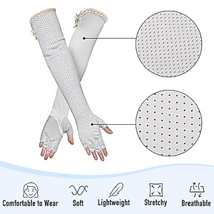 kilofly Women's Long Anti-UV Breathable Arm Sun Block Driving Gloves, 2 Pairs