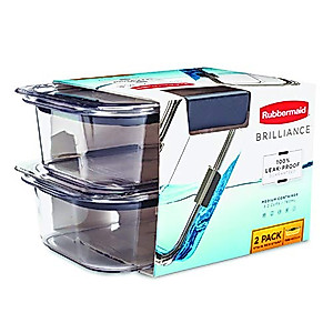 Rubbermaid Brilliance Food Storage Container, Medium, 3.2 Cup, Clear, 2-Pack (2025333)