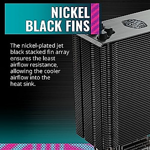 Cooler Master Hyper 212 Black CPU Air Cooler with Silencio Fan, Gun-Metal Fins, and Copper Heat Pipes - For AMD Ryzen and Intel LGA CPUs