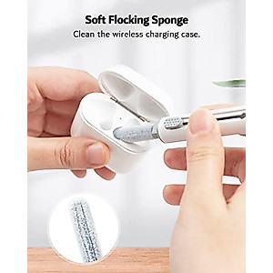 Sampoet 4-in-1 AirPods Cleaner Kit, New Generation Multifunctional Airpods Cleaner with Soft Brush for Earbud, Headphone, Keyboards, Camera, Mobile Phone (White 1 Pack)