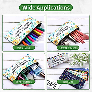Zonon Bible Verse Pencil Pouch Faith Journals for Women, Rustic Floral Patterned Inspirational Quote Bible Pencil Case Bible Study Supplies Makeup Bags for Women, 6 Pieces (Novel Style,7.7 x 4 Inch)