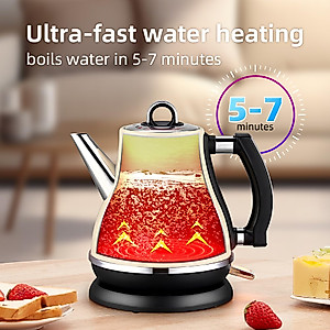 Electric Kettle, 1000W 1.2 Liter Small Hot water Kettle Electric with 100% 304 Stainless Steel Auto-shut off and Boil Dry Protection and fast-heating Electric Tea Coffee Kettle Yellow Color
